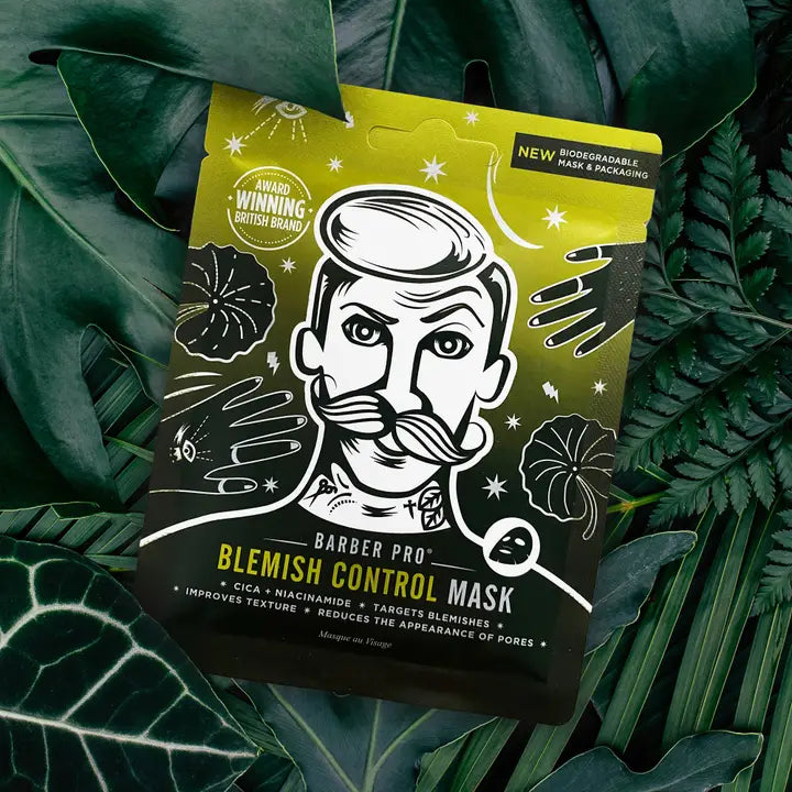 BARBERPRO 100% Compostable Sheet Face Mask for Men - Blemish Control ...