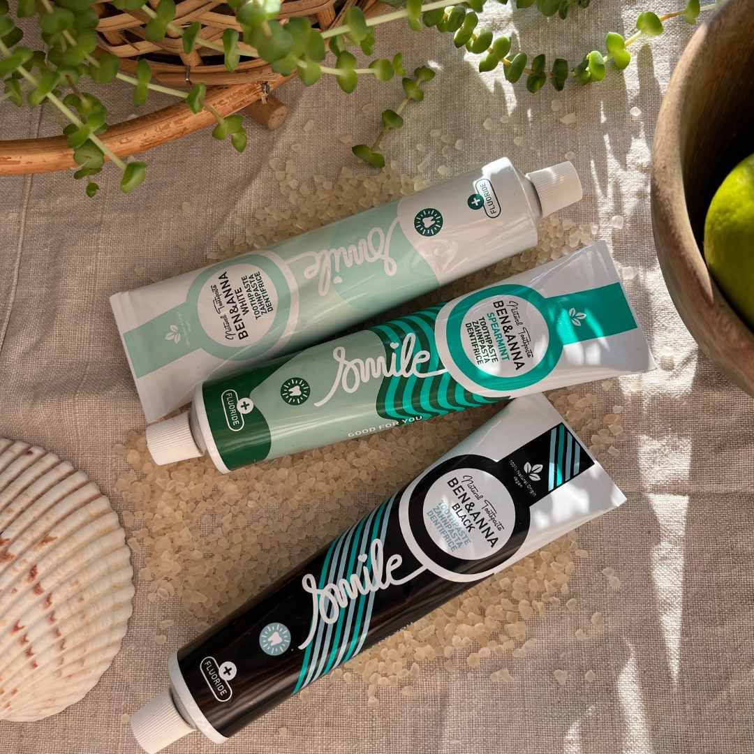 Ben & Anna Toothpaste Tube 75ml with Fluoride - Charcoal - Plastic Freedom